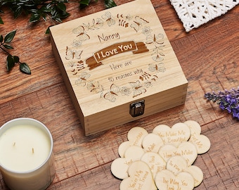 10 Reasons Why I Love You Wooden Box and Hearts Personalised Mother's ...