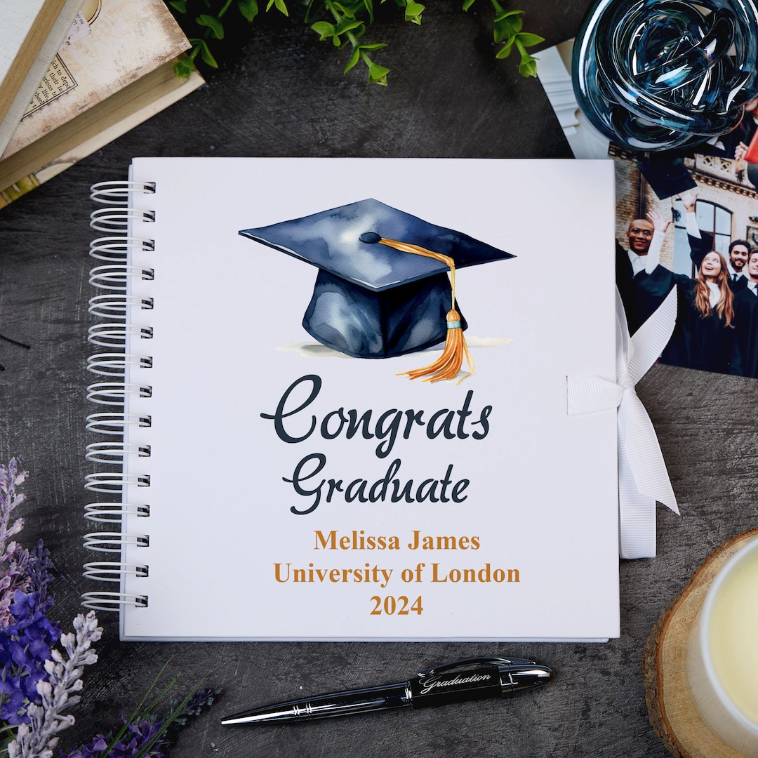 Personalised Graduation Scrapbook Photo Album With Watercolour Hat - Etsy