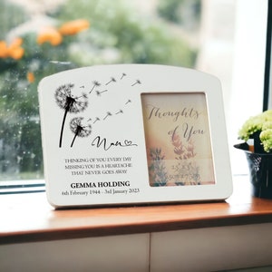Personalised Nan Memorial Remembrance Photo Frame With Dandelions - Etsy