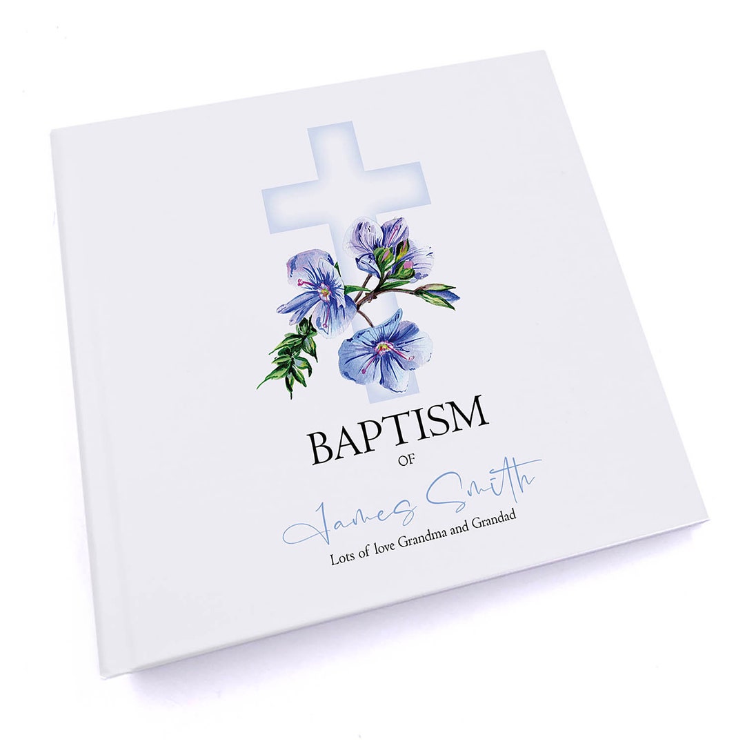 Personalised Baptism 6x4" Slip in Photo Album Gift With Blue Cross - Etsy