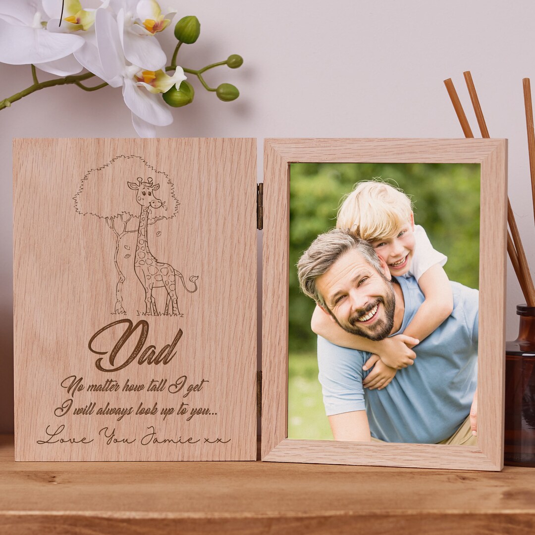 Personalised Dad Book Photo Frame Solid Oak Wood Gift No Matter How ...