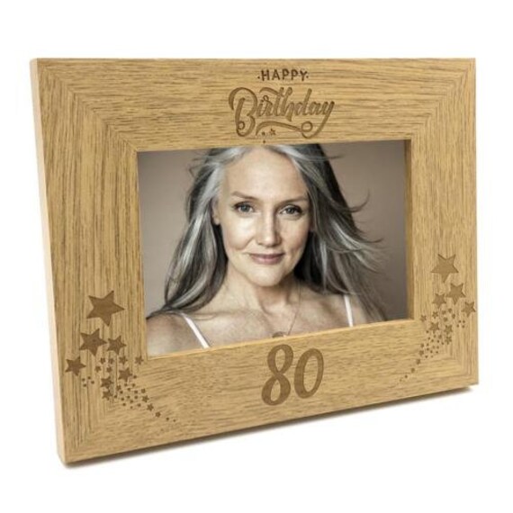 Happy 80th Birthday Wooden Photo Frame Gift | Etsy