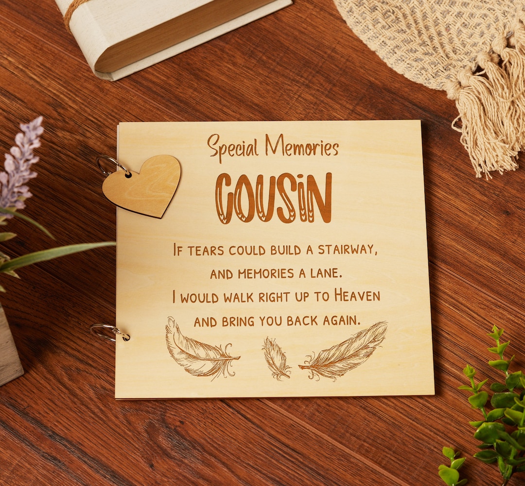 Cousin Remembrance in Loving Memory Wooden Guest Book, Scrapbook or ...