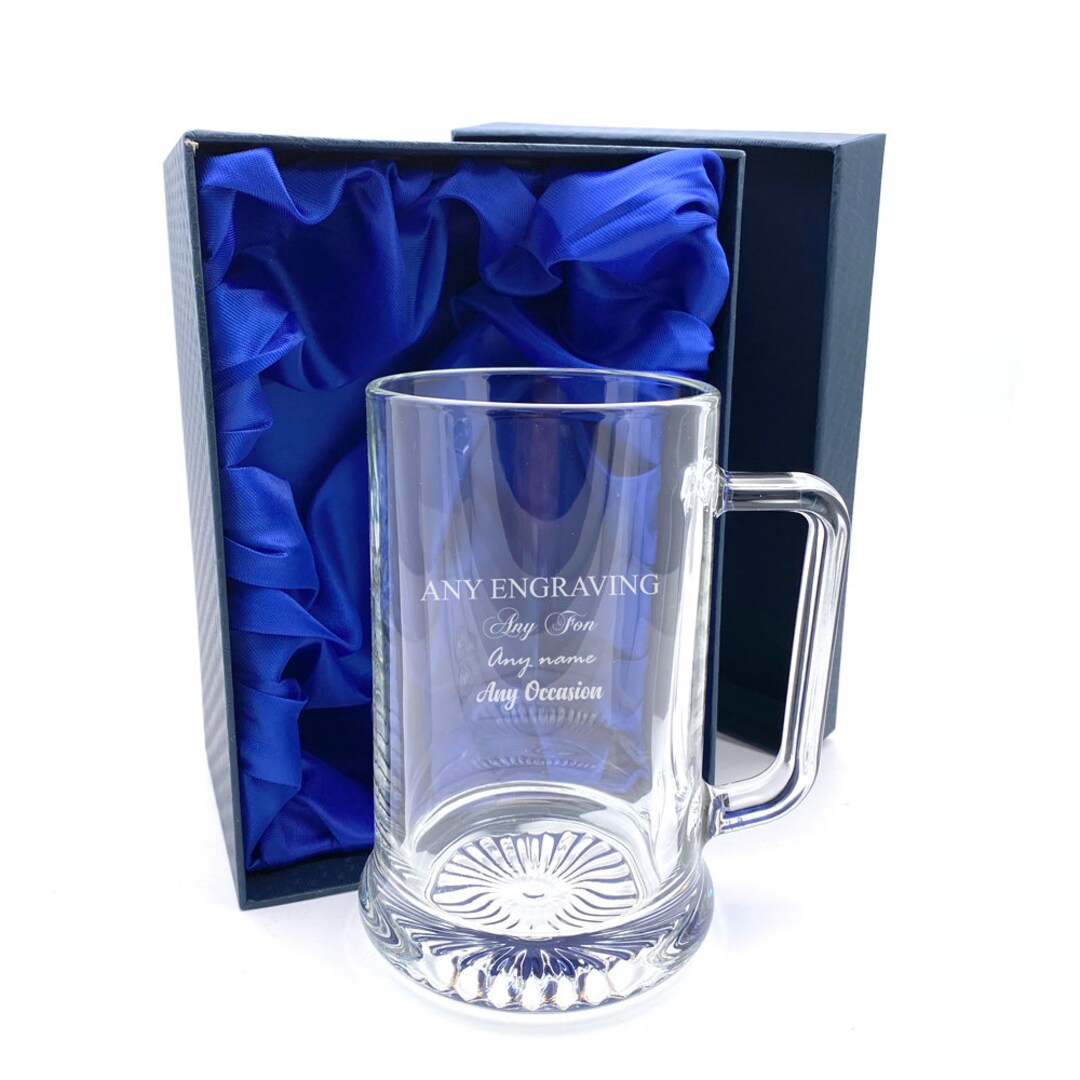Engraved Personalised Pint Glass Tankard in A Silk Lined Gift Box TNK ...