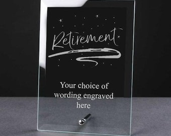 Personalised Engraved Retirement Glass Plaque Leaving Gift - Etsy