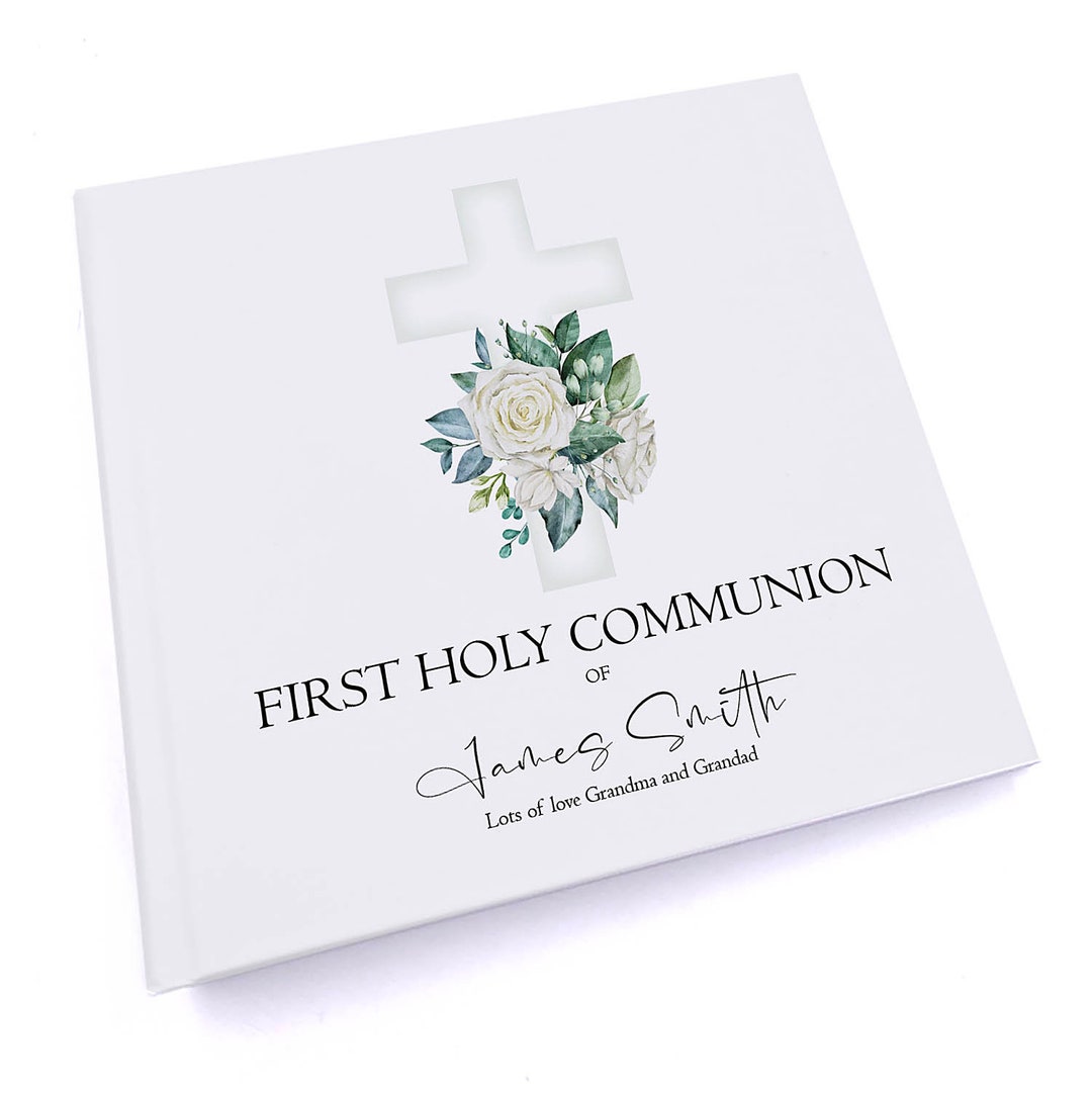 Personalised Communion 6x4" Slip in Photo Album Gift With Green Cross ...