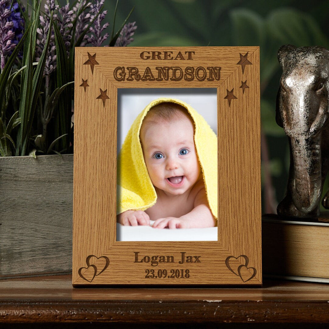 Personalised Great Grandson Portrait Wooden Photo Frame Gift - Etsy UK