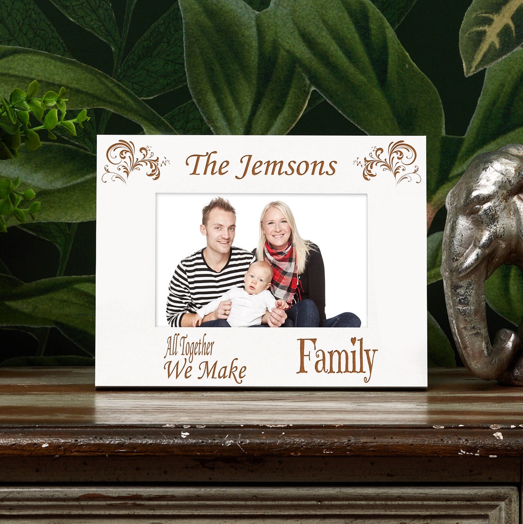 Personalised Family Name Photo Frame Gift White Wood Finish - Etsy