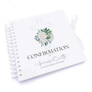 Personalised Confirmation Green Cross Guestbook Scrapbook Photo Album ...