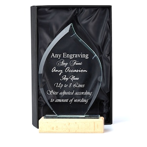 Large 20cm Jade Glass Personalised Tear Drop Trophy Any Engraving - Etsy