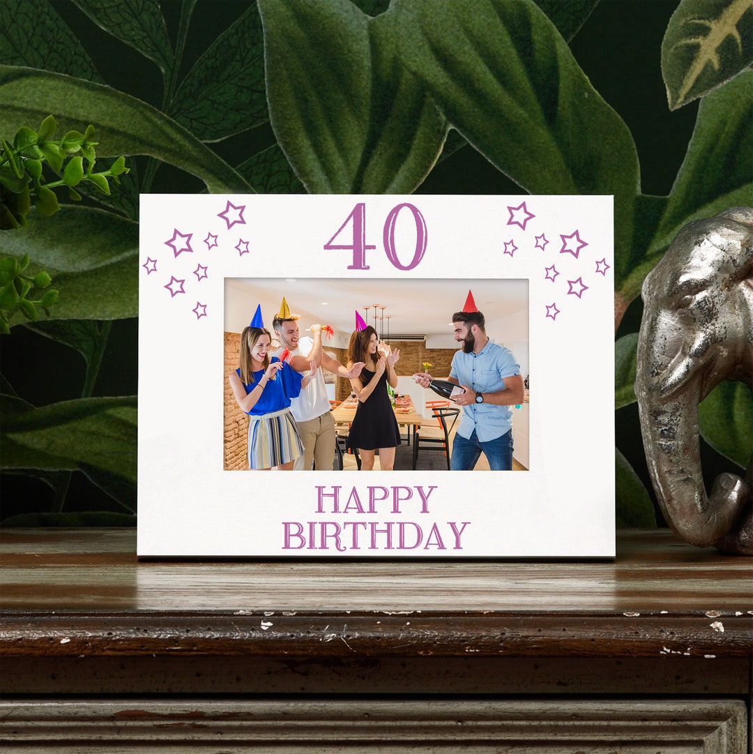 40th Birthday Photo Frame Gift for Her With Star Design - Etsy