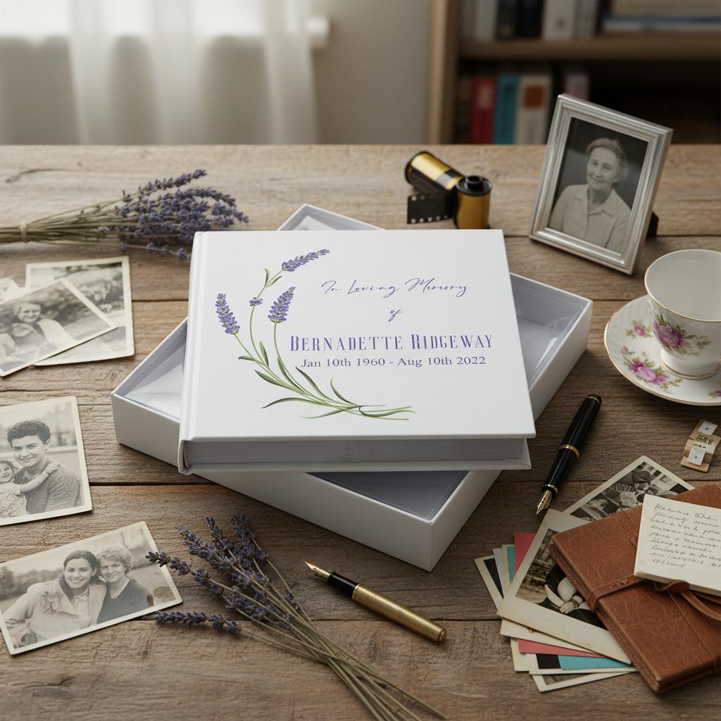 Personalised in Loving Memory Remembrance Photo Album Lavender Flower ...