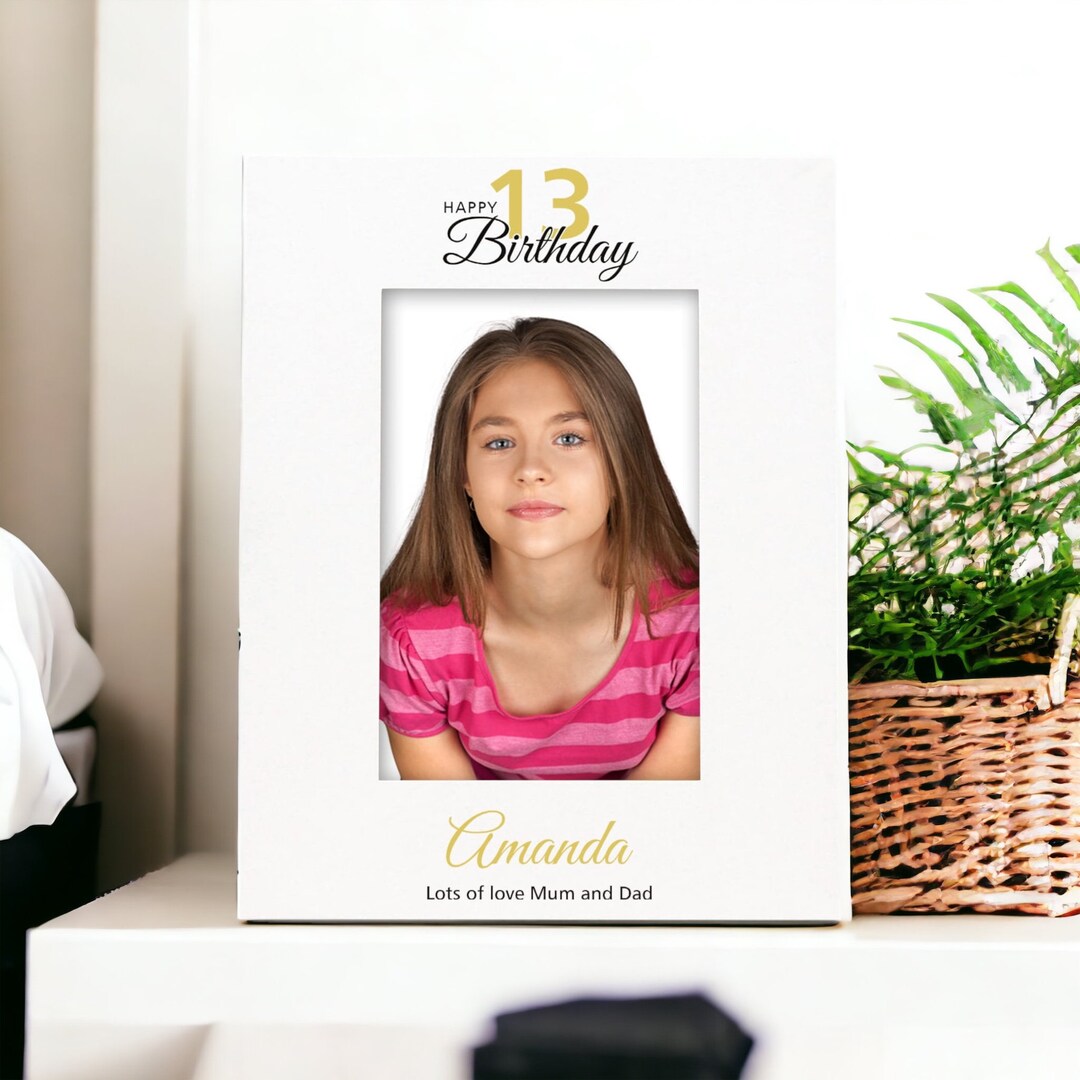 Personalised 13th Birthday Photo Frame Portrait With Name and Sentiment ...