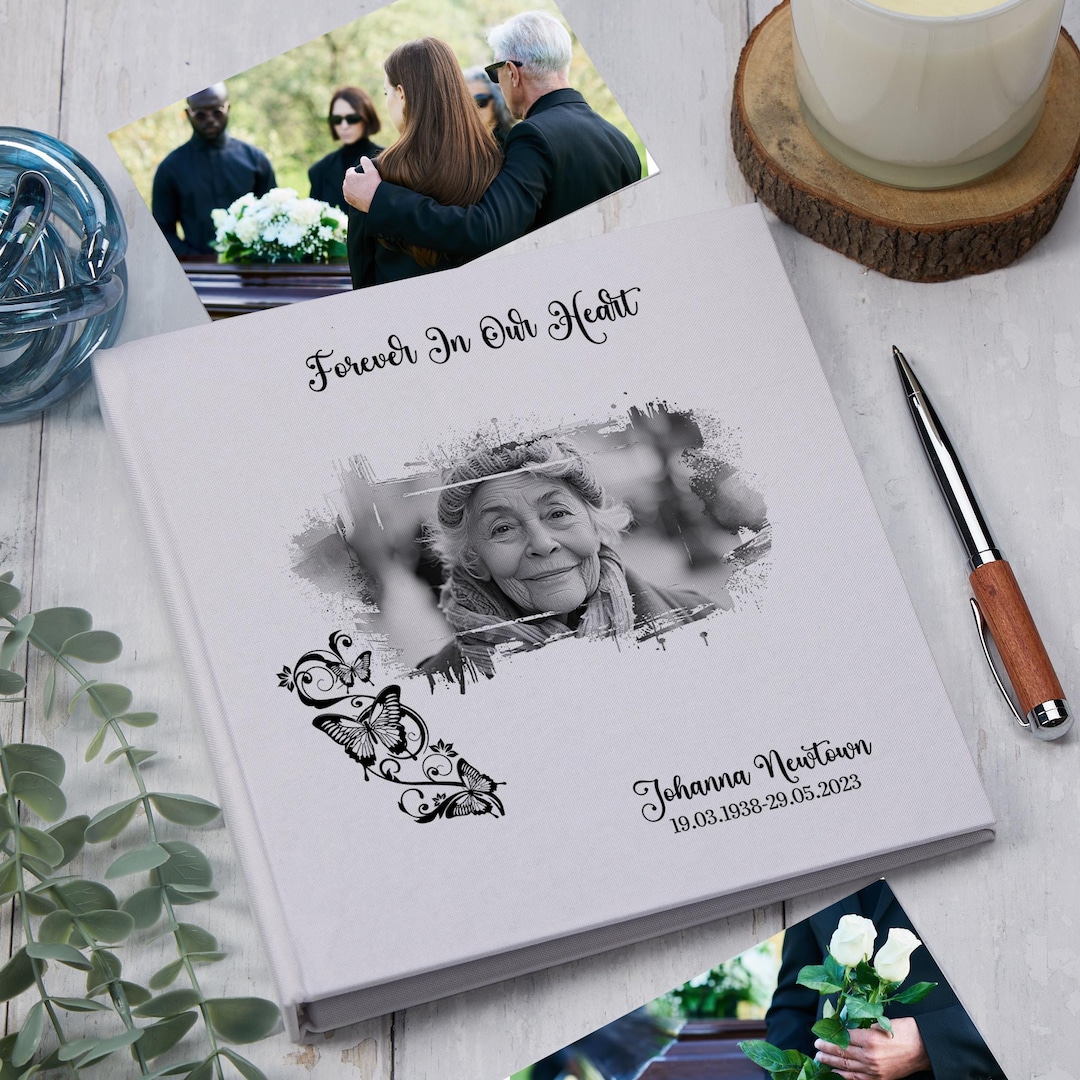 Large Book Bound Personalised Photo Funeral Condolence Memorial ...