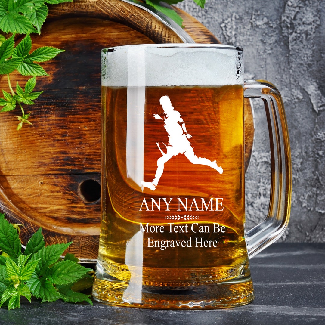 Personalised Rugby Themed Engraved Sports Pint Glass Beer Tankard Gift ...