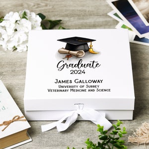 Personalised Graduation Box Keepsake Memories Gift With Hat and Scroll ...
