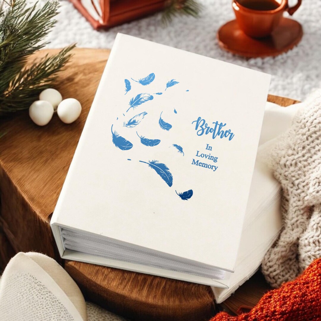 Brother in Loving Memory Feather Memorial Remembrance Photo Album With ...