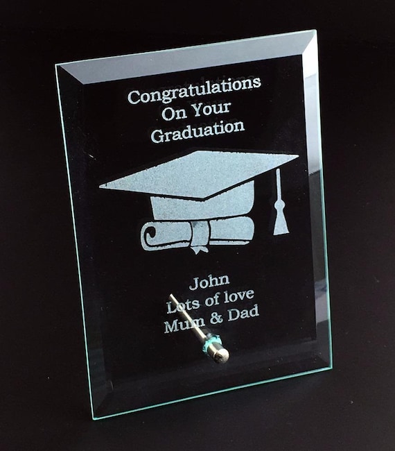 Graduation Congratulations Personalised Engraved Glass Plaque | Etsy