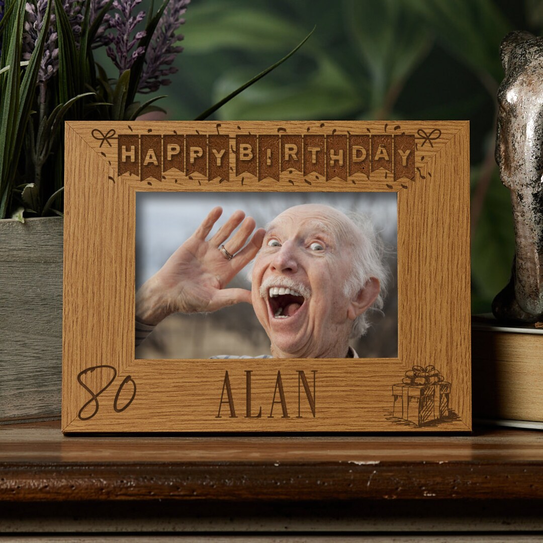 Personalised 80th Birthday Photo Frame Gift With Balloons Landscape - Etsy