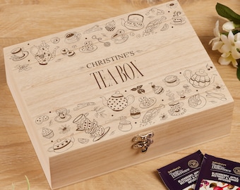 Wooden Tea Box, Tea Box, Tea Bag Holder, Tea Storage, Tea Organiser ...