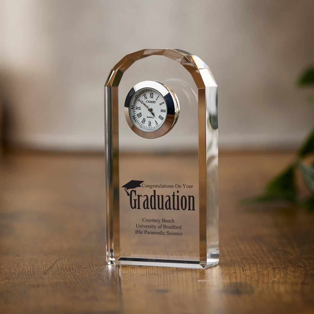 Personalised Graduation Crystal Glass Clock Gift Memory Keepsake - Etsy