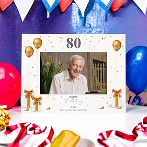 Personalised 80th Birthday Photo Frame With Gold Balloons - Etsy
