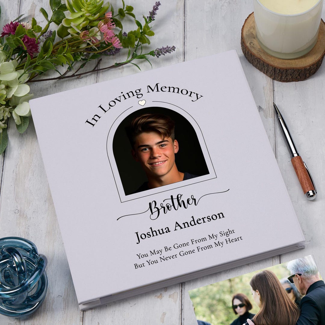 Personalised Linen Funeral Remembrance Condolence Memorial Album With ...
