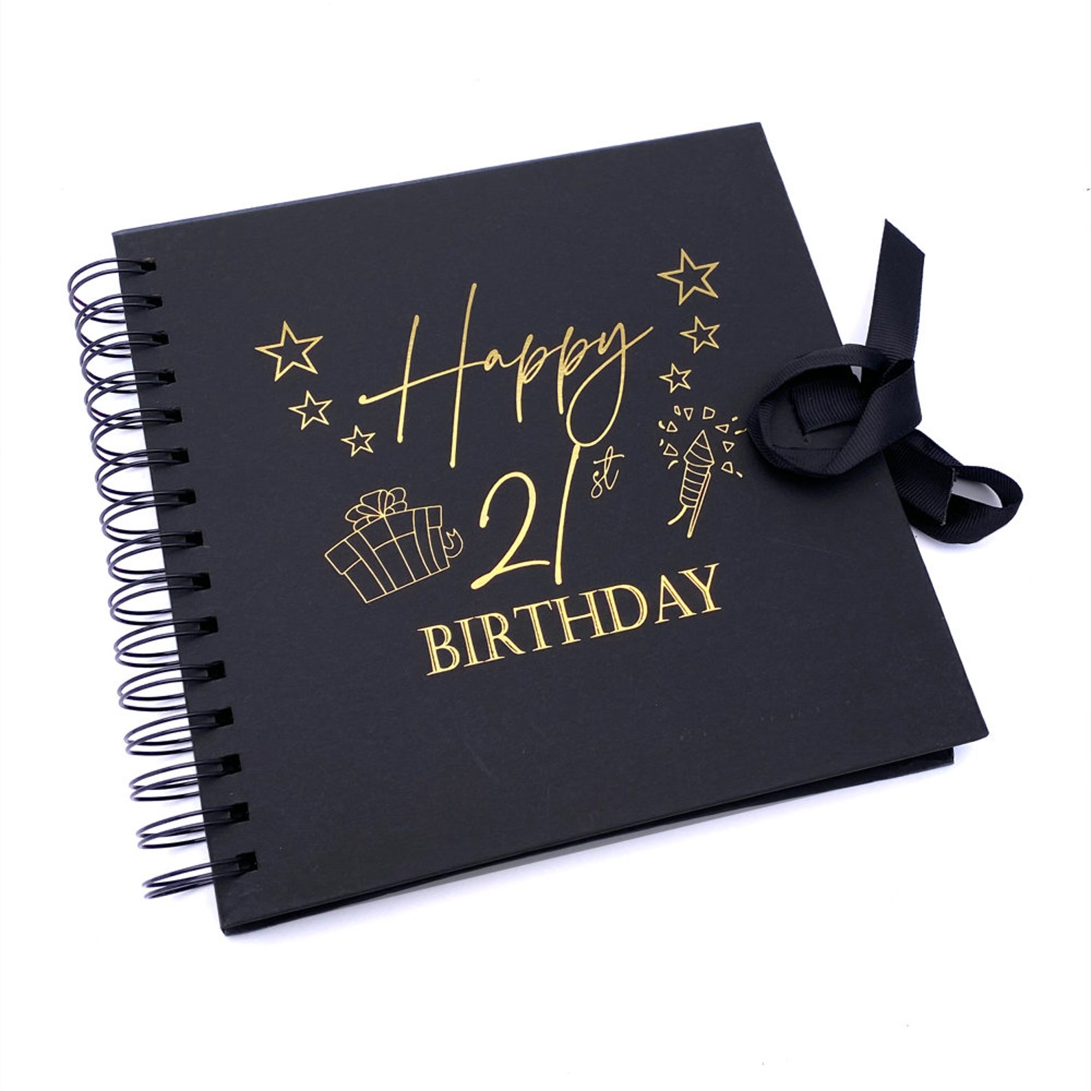21st Birthday Black Scrapbook Photo Album With Gold Script - Etsy