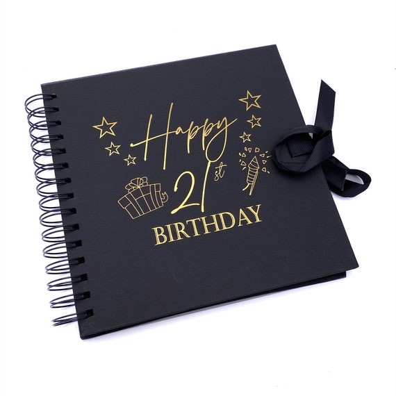 21st Birthday Black Scrapbook Photo Album With Gold Script - Etsy