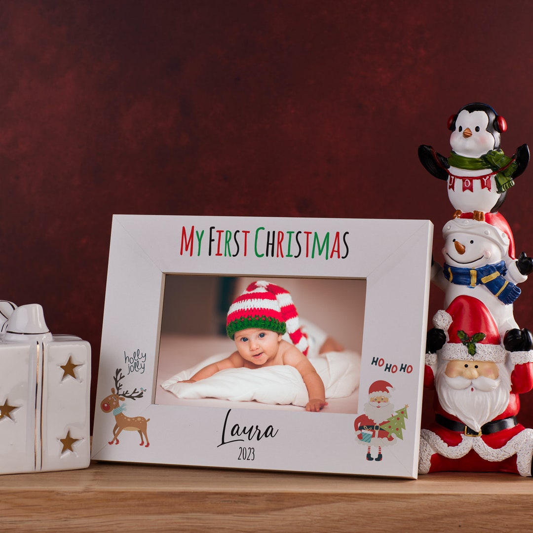 Personalised My First Christmas Colourful Photo Frame Landscape - Etsy