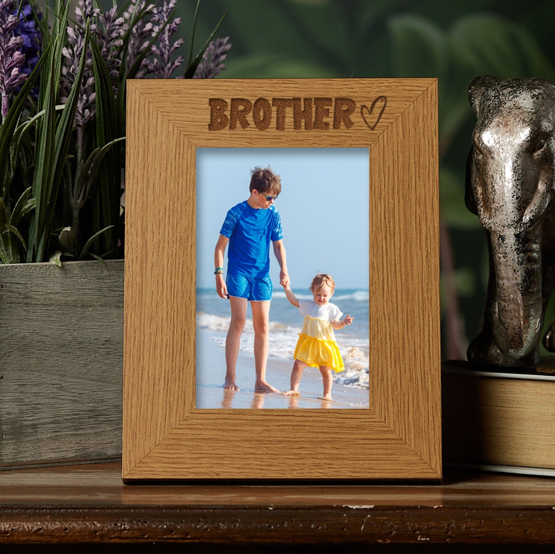 Oak Brother Picture Photo Frame Heart Gift Portrait - Etsy