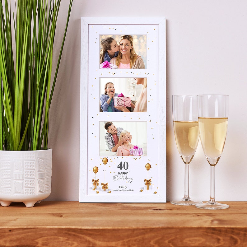 Personalised 40th Birthday Triple Photo Frame With Presents - Etsy