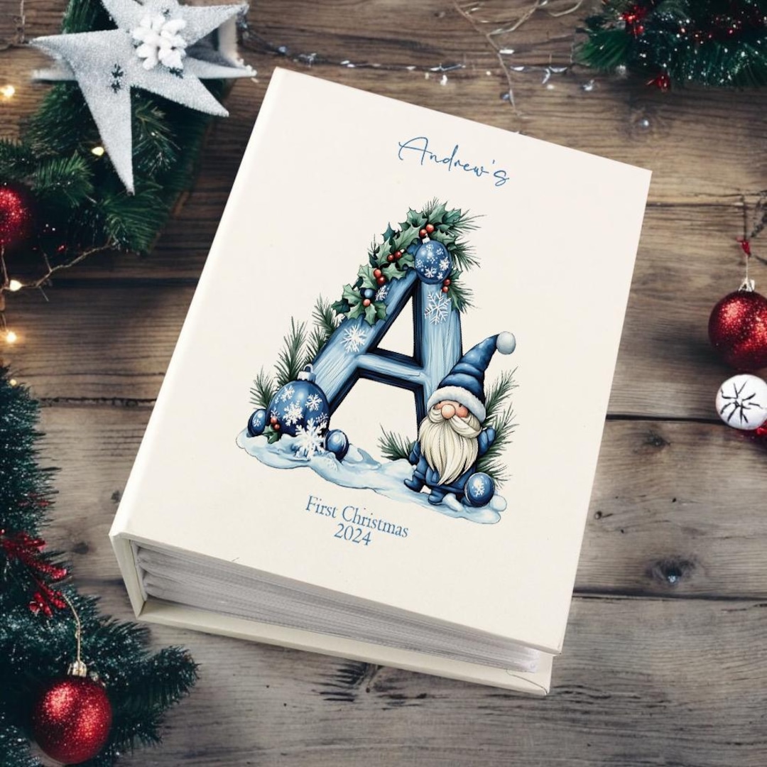 Personalised Cute Blue Alphabet Christmas Photo Album With Sleeves 100 ...