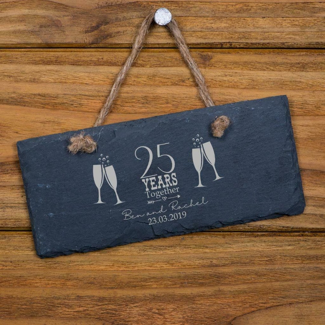 Personalised Slate 25th Anniversary Plaque Gift - Etsy