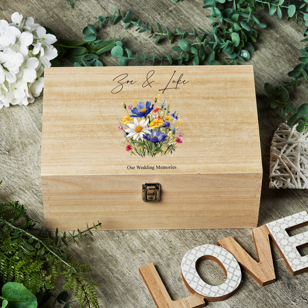 Personalised Large Wedding Memories Keepsake Box With Flower Bouquet - Etsy