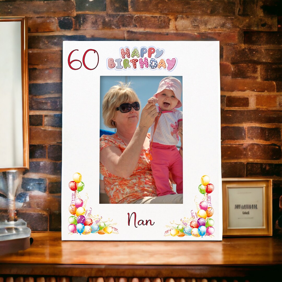 Personalised Colourful 60th Birthday Photo Frame Portrait With Name - Etsy