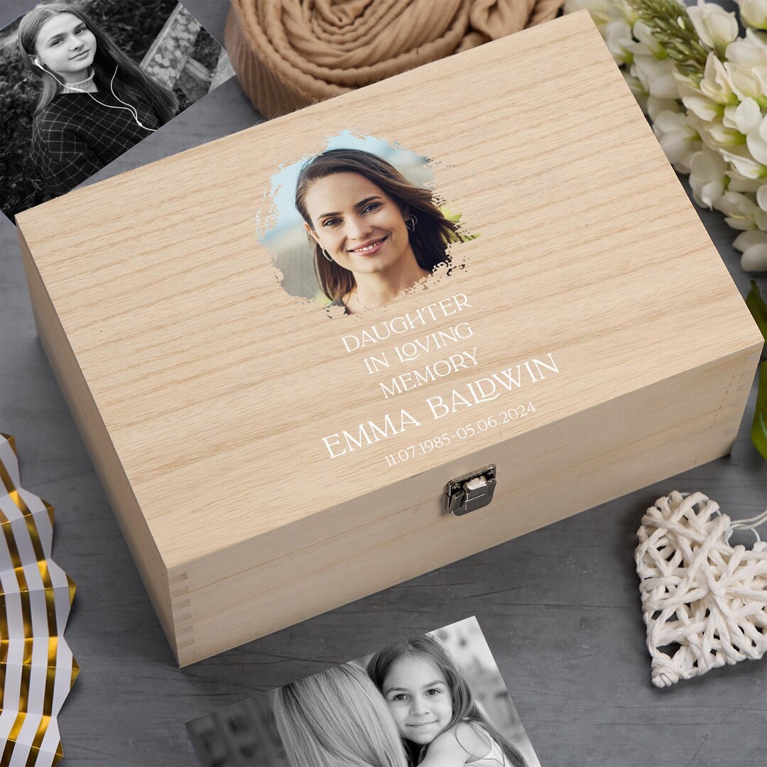 Personalised Daughter in Loving Memory Remembrance Wooden Keepsake Box ...