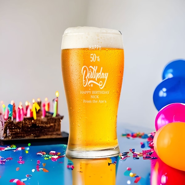 50th Birthday Beer Glasses - Etsy