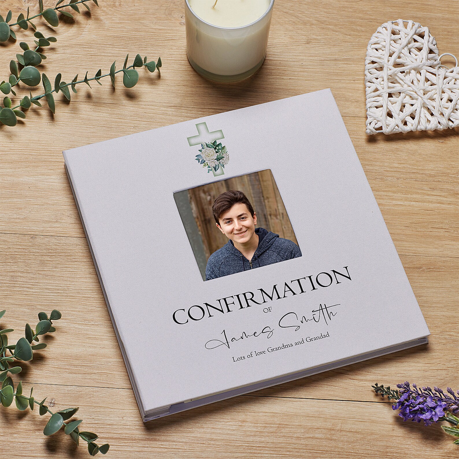 Personalised Confirmation Photo Album Linen Cover With Green Cross - Etsy