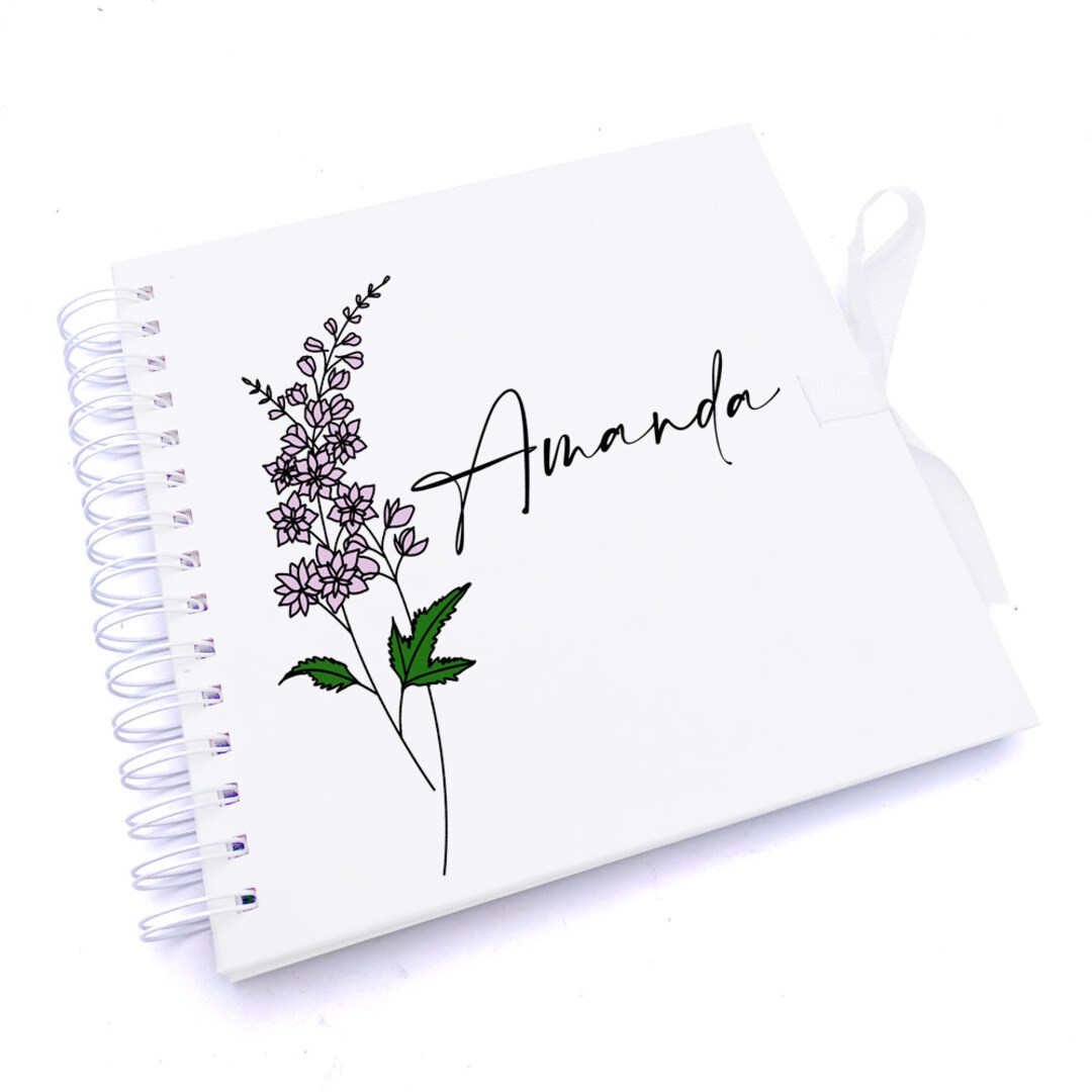 Personalised Birth Flower Birthday Guest Book, Photo Album, Scrapbook ...