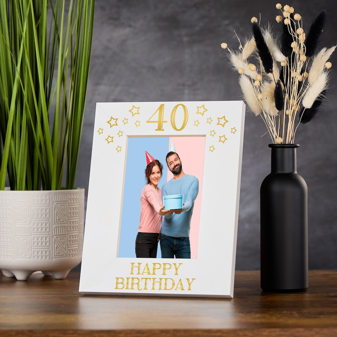 40th Birthday Photo Frame Gift for Her or Him With Star Design - Etsy