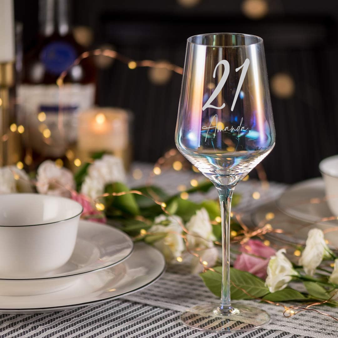 Personalised 21st Birthday Iridescent Wine Glass Gift - Etsy