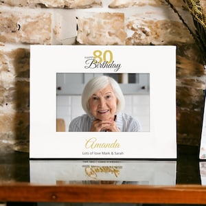 Personalised 80th Birthday Photo Frame Landscape With Name and ...