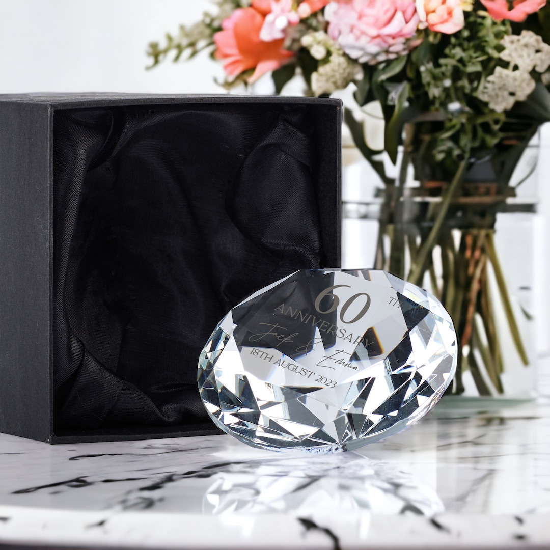 Personalised 60 Years Wedding Anniversary Romantic Gift Crystal Diamond ...