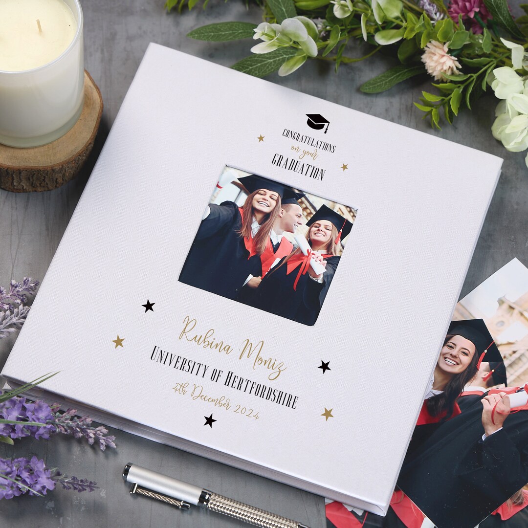 Personalised Graduation Photo Album With Linen Cover Star Design - Etsy