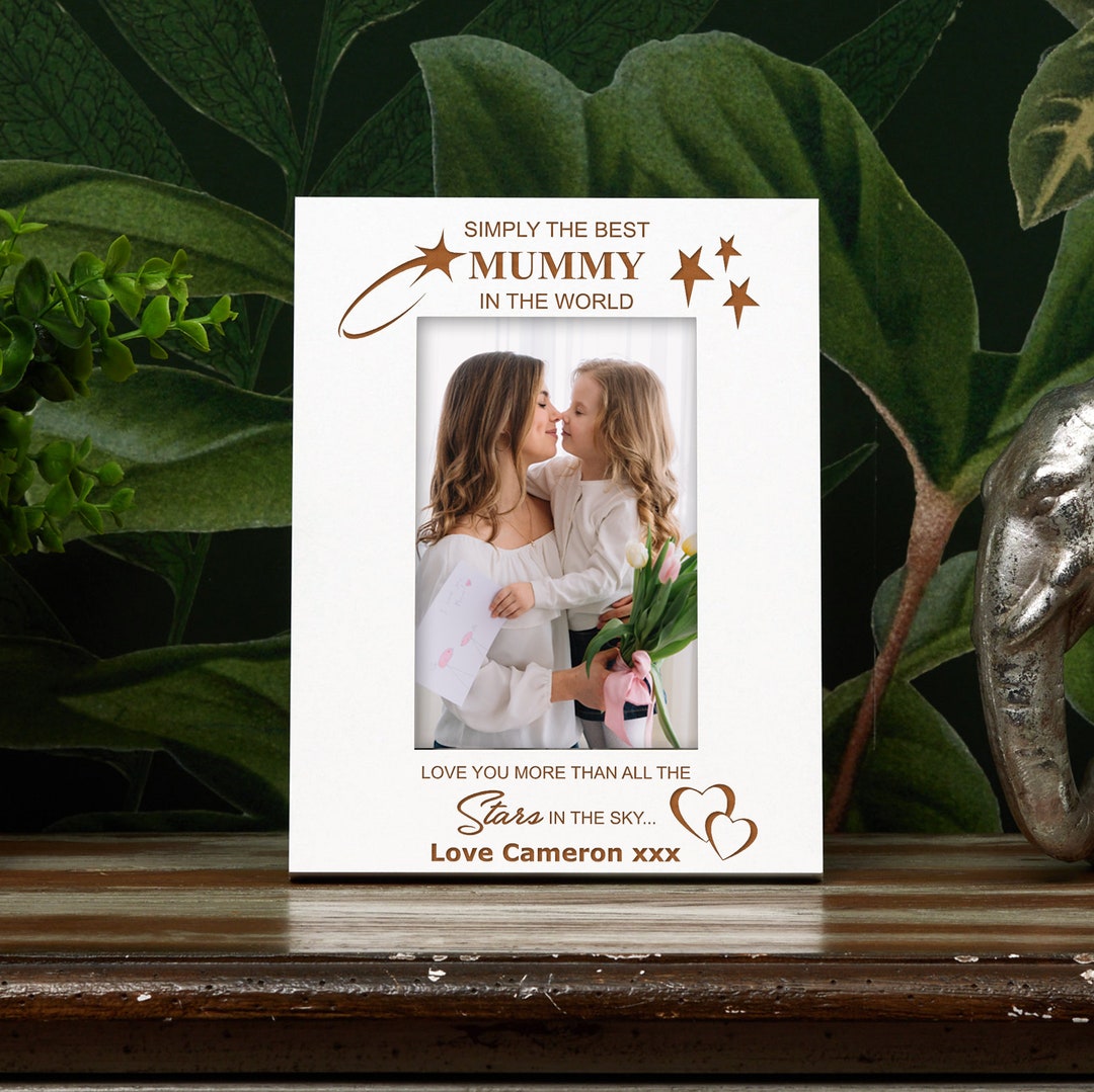 Personalised Best Mummy in the World White Photo Frame Gift Engraved - Etsy