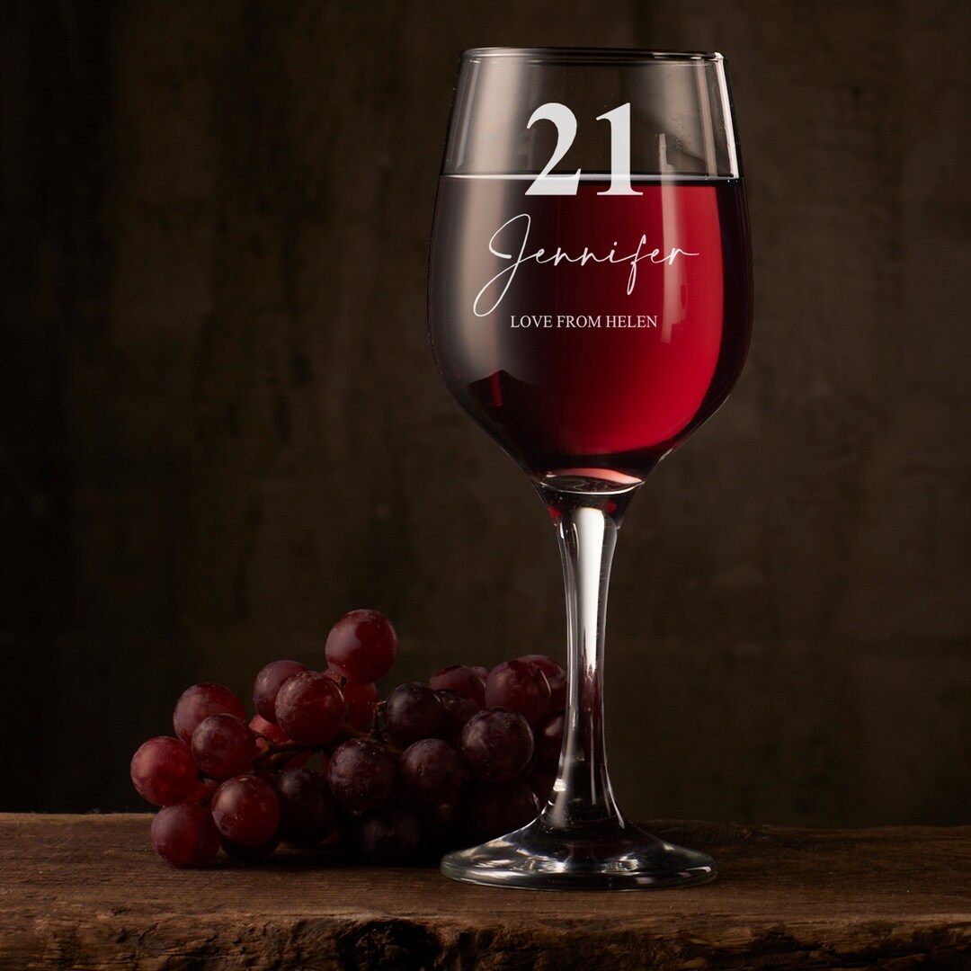 Personalised 21st Birthday Engraved Wine Glass Gift Name & Sentiment - Etsy