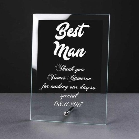 Personalised Engraved Glass Plaque Best Man Gift Etsy UK