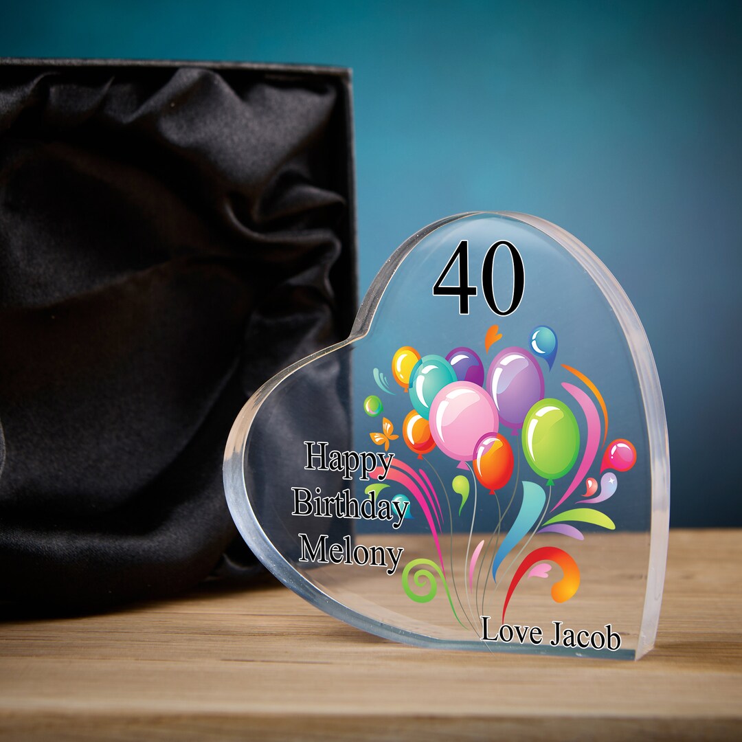 Personalised 40th Birthday Balloon Heart Block in Gift Box - Etsy