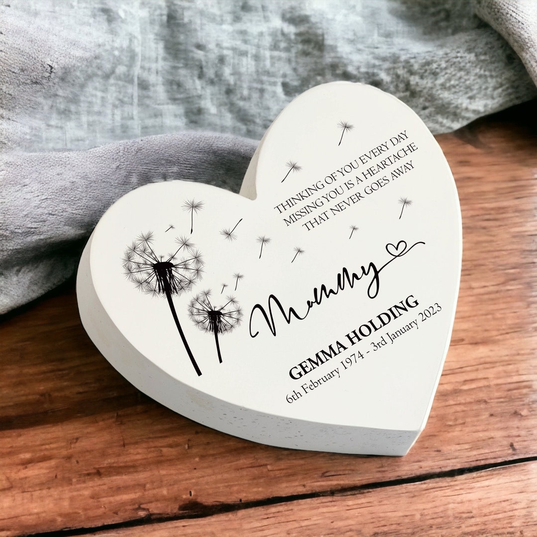 Personalised Mummy Memorial Graveside Heart Remembrance Plaque Ornament ...